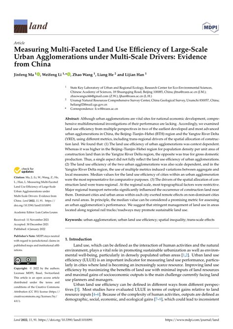 pdf measuring multi faceted land use efficiency of large scale urban agglomerations under