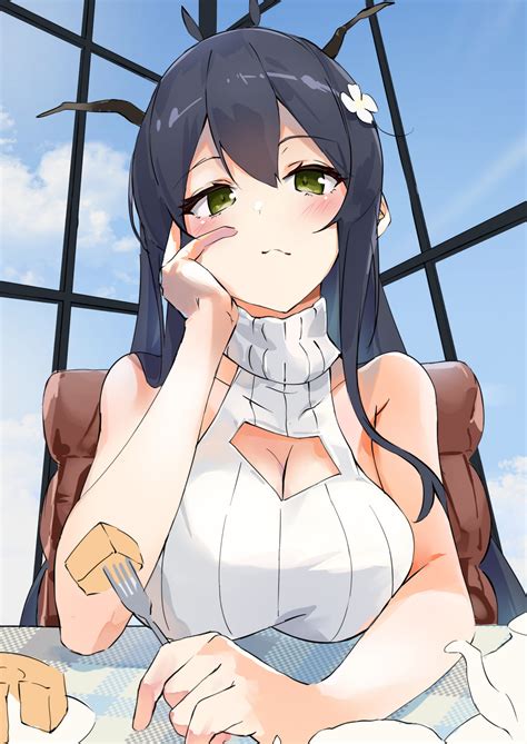 Wallpaper Anime Girls Indomitable Azur Lane Long Hair Black Hair Solo Azur Lane Artwork
