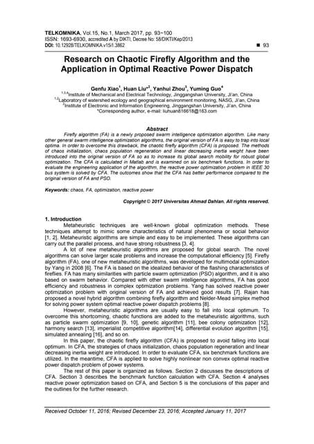 research on chaotic firefly algorithm and the application in optimal reactive power dispatch pdf