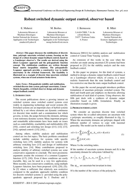 pdf robust switched dynamic output control observer based