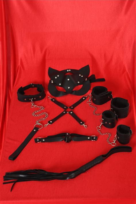 Fancy Accessories 7 Piece Punk Style Spike Rivet Bondage Sex Slave Under The Bed Restraints