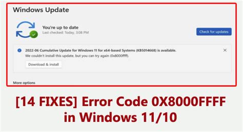 14 FIXES Error Code 0X8000FFFF In Windows 11 10 2023 Guide