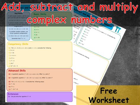 Quiz Worksheet Add Subtract Multiply Complex Numbers
