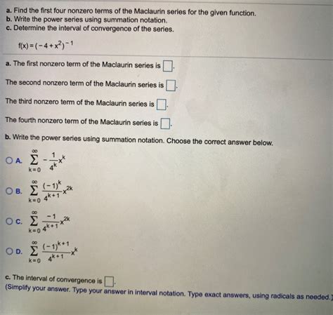 solved a find the first four nonzero terms of the maclaurin