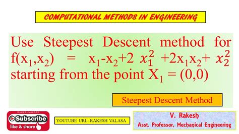 problem on steepest descent method youtube