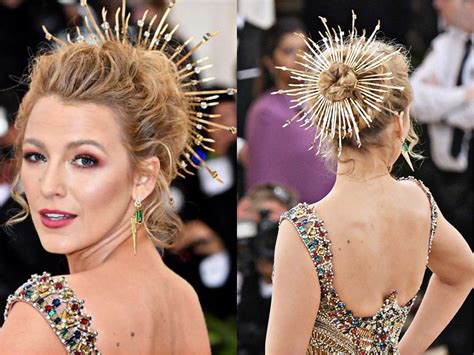 Crown Inspired Hairstyle Worn By Blake Lively At 2018s Met Gala
