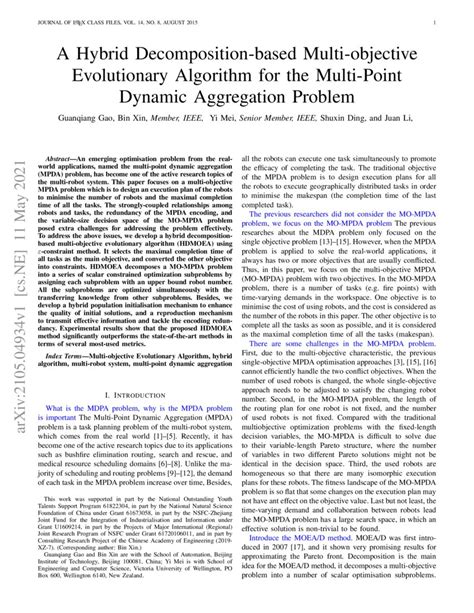 a hybrid decomposition based multi objective evolutionary algorithm for the multi point dynamic