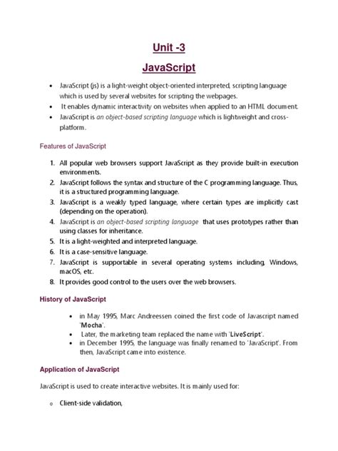 unit 3 html java script pdf java script control flow