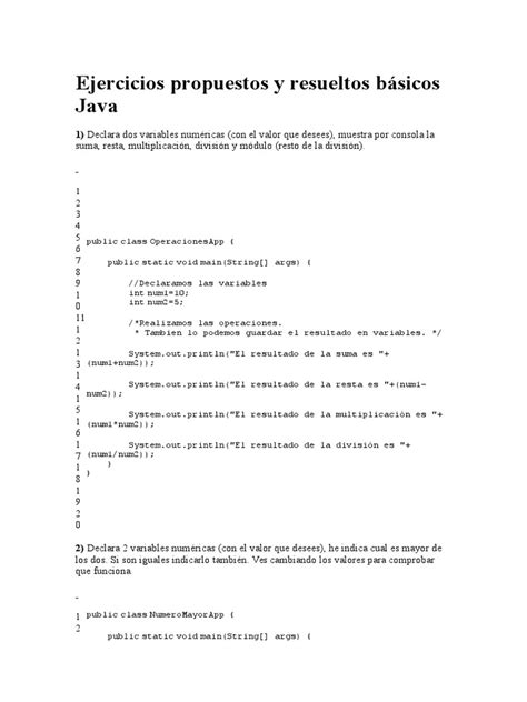 019 ejercicios propuestos y resueltos básicos java pdf java lenguaje de programación
