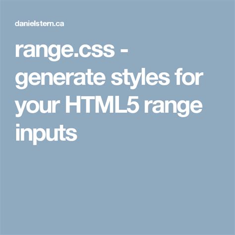 range css generate styles for your html5 range inputs generation css style style