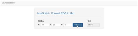 javascript convert rgb to hex sourcecodester