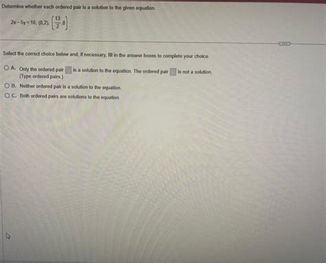 solved determine whether each ordered pair is a solution to