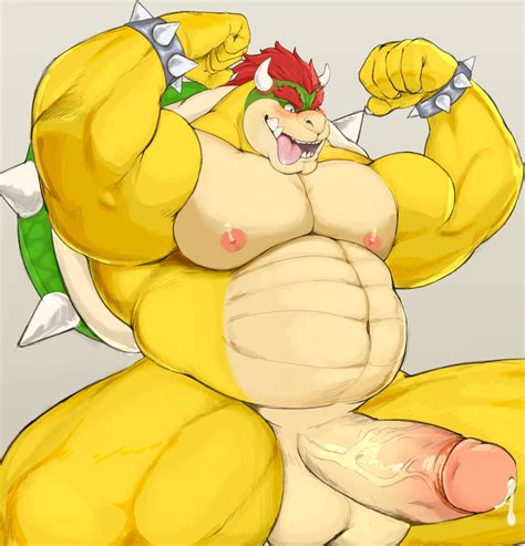 Rule 34 Anthro Balls Bara Boner Bowser Erection Flexing Flexing Arms Gay Koopa Male Male Only
