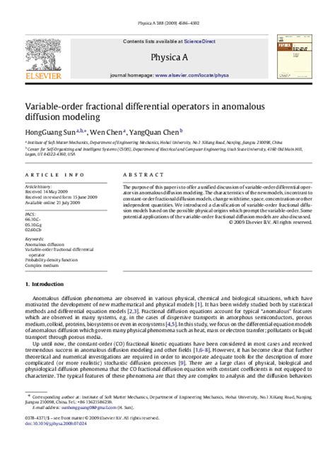 pdf variable order fractional differential operators in anomalous diffusion modeling