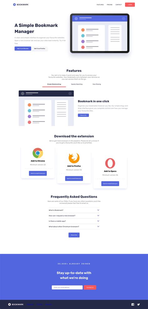 Frontend Mentor Responsive Bookmark Landing Page Using CSS Flexbox