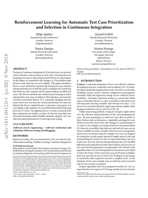 reinforcement learning for automatic test case prioritization and selection in continuous