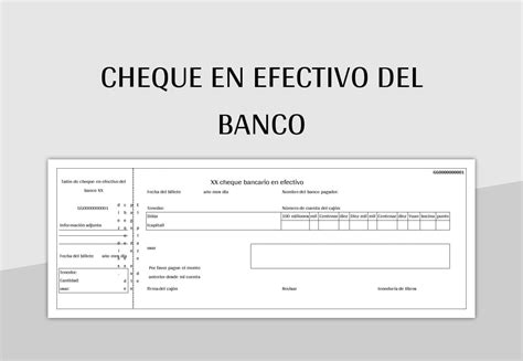 Plantilla De Formato Excel Cheque En Efectivo Del Banco Y Hoja De