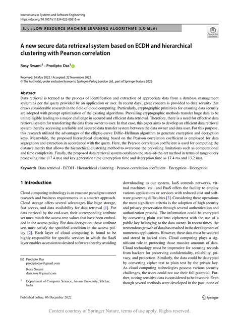 a new secure data retrieval system based on ecdh and hierarchical clustering with pearson