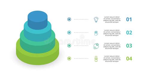 3D Vector Infographic Pyramid Or Comparison Chart With 4 Colorful