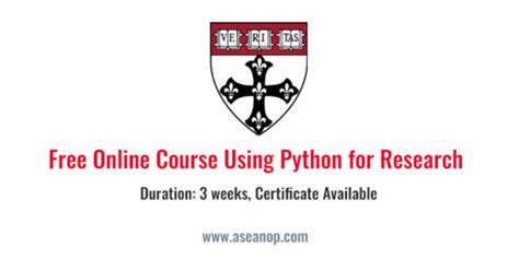 Harvard University Free Online Course Using Python For Research ASEAN