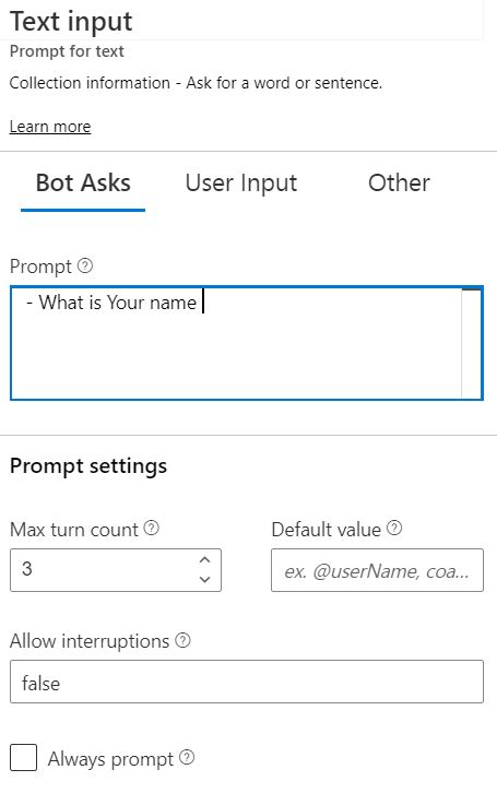 bot framework composer prompt for user input msdevbuild