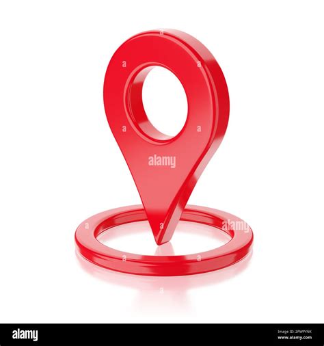 Red Glossy Map Geo Tag Pin Isolated On White Background 3d Rendering