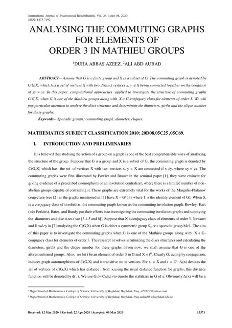 pdf analysing the commuting graphs for elements of order 3 in mathieu groups 1 duha abbas