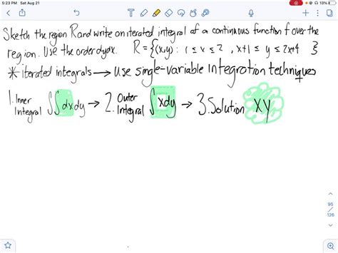 solved compute the integral of the function over the given region sketch the given f x y e x