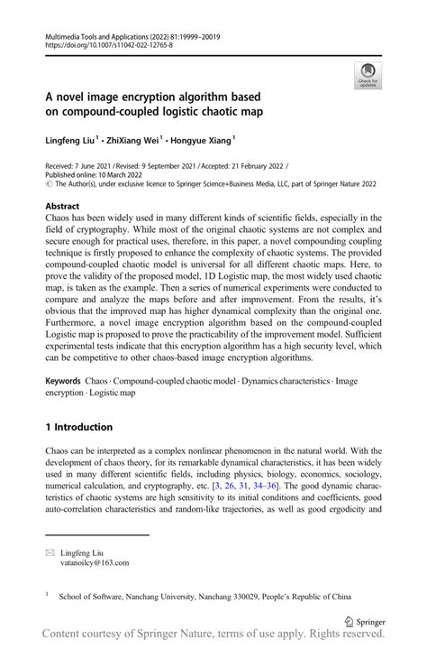 a novel image encryption algorithm based on compound coupled logistic chaotic map request pdf