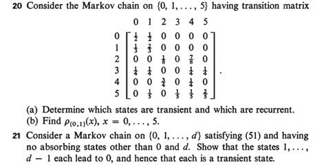 consider the markov chain on {0 1 5} having