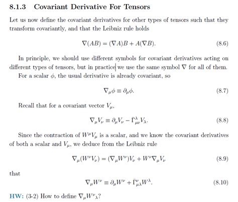 solved 8 1 3 covariant derivative for tensors let us now