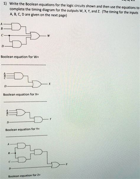 solved 1 write the boolean equations for the logic circuits shown and then use the equations
