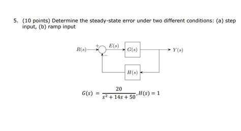 5 10 points determine the steady state error under two different conditions a step input