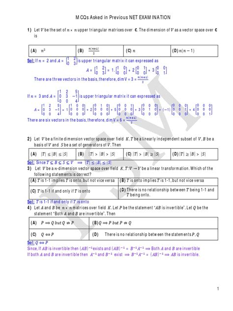 mcqs asked in previous net examination pdf eigenvalues and eigenvectors matrix mathematics