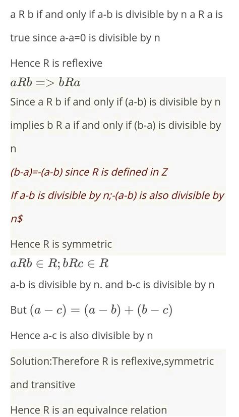 let n be a fixed positive integer let a relation r be defined in z the set of all integers as