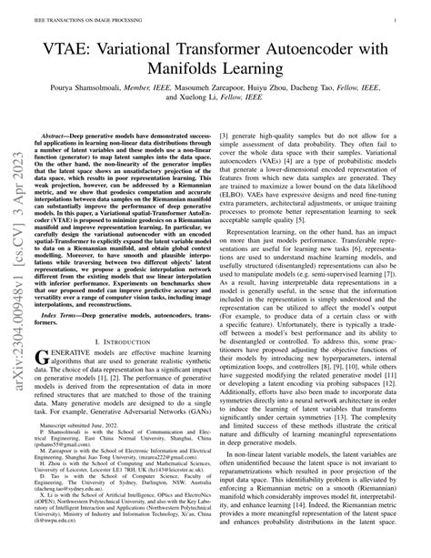 pdf vtae variational transformer autoencoder with manifolds learning
