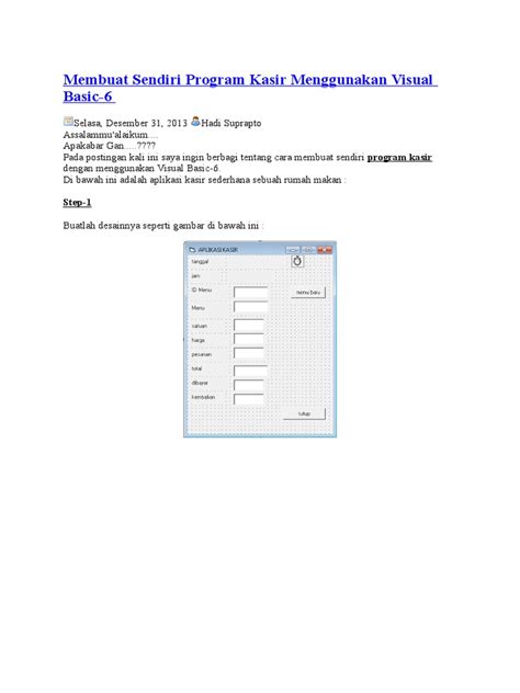 PDF Membuat Sendiri Program Kasir Menggunakan Visual Basic DOKUMEN TIPS
