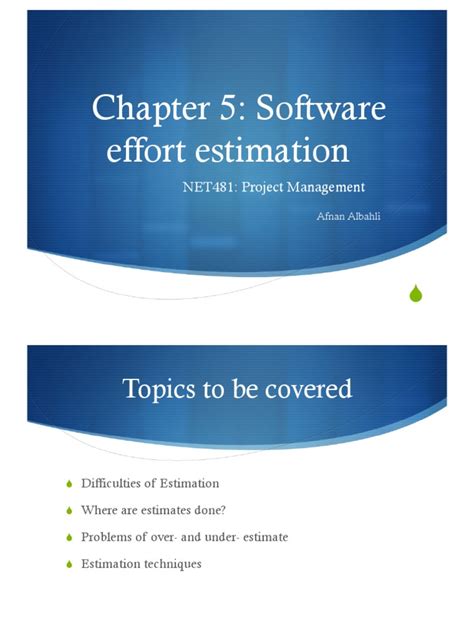 chapter 5 software effort estimation net481 project management pdf top down and bottom up
