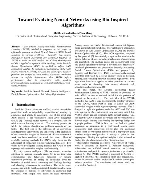 pdf toward evolving neural networks using bio inspired algorithms
