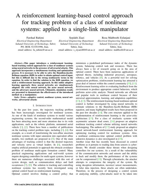 pdf reinforcement learning based optimised control for tracking of nonlinear systems with
