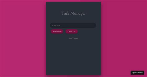 TASK MANAGER React With Context And Hooks Codesandbox