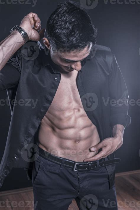 Handsome Arab Male Model With Perfect Body Posing In Studio Portrait