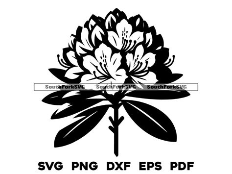Rhododendron Flower Floral Design Svg Png Dxf Eps Pdf Vector Graphic Cut File Laser Clip Art