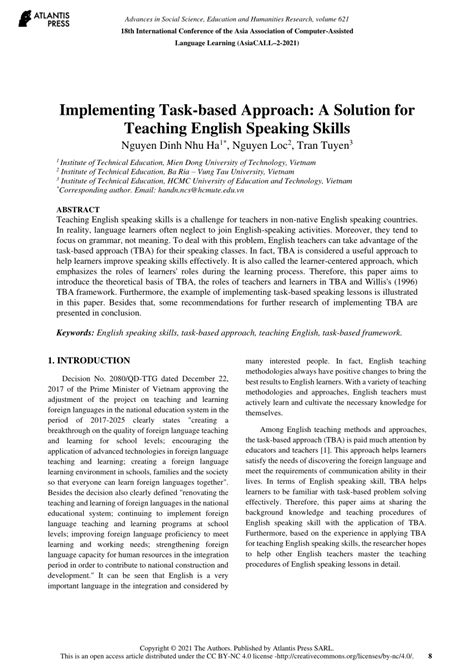 pdf implementing task based approach a solution for teaching english speaking skills