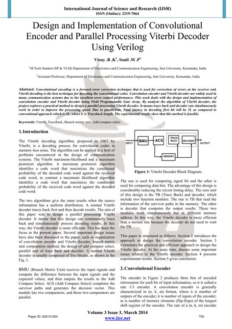 pdf design and implementation of convolutional encoder and parallel processing viterbi decoder