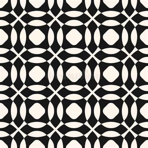 Vector Monochrome Geometric Seamless Pattern With Curved Shapes