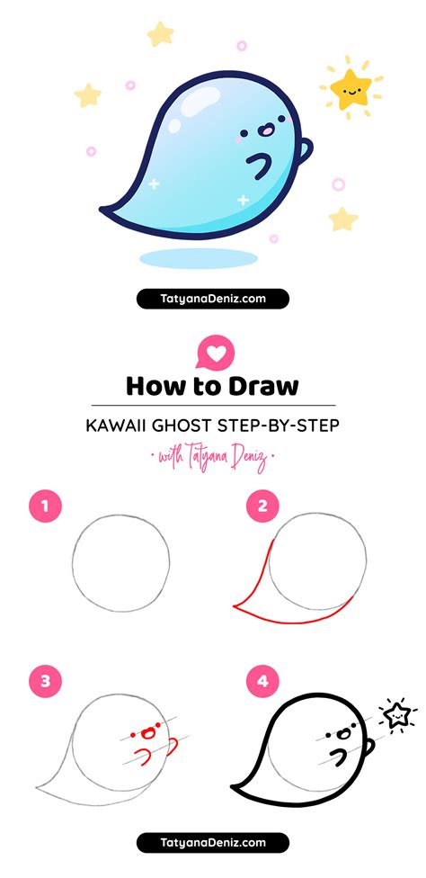 How To Draw Kawaii Ghost Step By Step With Tatyana Deniz
