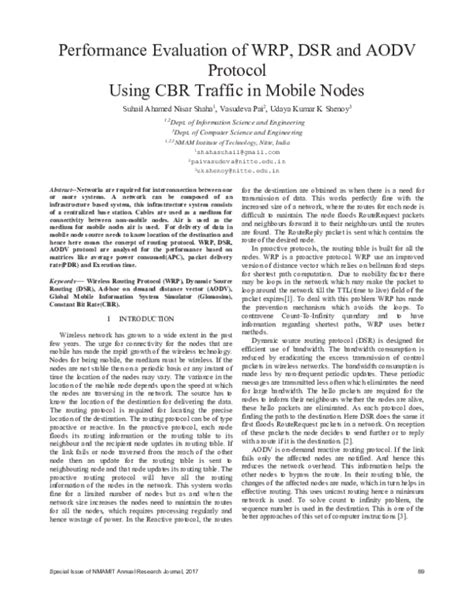 pdf performance evaluation of wrp dsr and aodv protocol using cbr traffic in mobile nodes