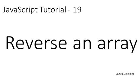 javascript tutorial 19 reverse an array youtube