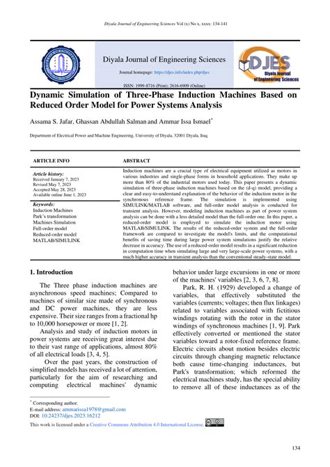 pdf dynamic simulation of three phase induction machines based on reduced order model for